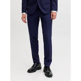 Jack & Jones Anzughose JACK & JONES "JPRFRANCO Hose mit schmalem Bein und cleanem Look", Herren, Gr. 54, N-Gr, blau (medieval blau), Web, Obermaterial: 78% Polyester, 17% Viskose, 5% Elasthan, meliert, slim fit normal, Hosen Anzughose, meliert, modisch, slim fit, Kunstfaser