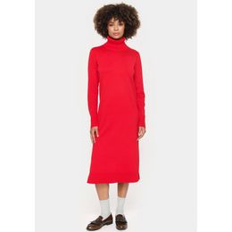 Strickkleid Saint Tropez "MilaSZ Roll Neck Long Dress", Damen, Gr. XS (34), N-Gr, rot (racing rot), Feinstrick, Obermaterial: 80% Viskose, 20% Polyacryl, unifarben, lang, Kleider Strickkleid, Viskosemischung, Casual fit