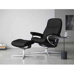 Relaxsessel stressless "Consul", schwarz (schwarz paloma), B:82cm H:102cm T:72cm, Leder PALOMA: PALOMA ist ein durchgef&auml;rbtes Semianilin-M&ouml;belleder mit nat&uuml;rlicher Narbung., Sessel, Relaxsessel, mit Cross Base, Gr&ouml;&szlig;e S, M & L, Holzakzent Schwarz