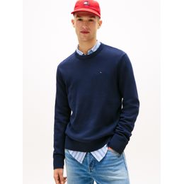 Strickpullover Tommy Jeans "TJM SLIM FIT LIGHT SWEATER", Herren, Gr. S, schwarz night navy, Strick, Obermaterial: 100% Baumwolle, unifarben, slim fit normal, Rundhals, eingesetzt Rippstrickb&uuml;ndchen, Pullover Strickpullover, Slim fit mit Rundhalsausschnitt