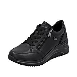 Keilsneaker Remonte, Damen, Gr. 42, schwarz, Leder, Lederimitat, unifarben, Schuhe Keilsneaker, Freizeitschuh, Halbschuh, Schn&uuml;rschuh mit Rieker TEX-Membran