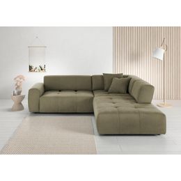 Ecksofa 3C CANDY "Yoshy Komfortsofa, bequem und modern, hochwertige Verarbeitungsdetails", gr&uuml;n (oliv), B:285cm H:74cm T:268cm, 100% Polyester, Sofas, Ecksofa, Zwei verschiedene Sitztiefen durch verstellbare R&uuml;ckenlehne, L-Form