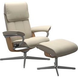 Relaxsessel stressless "Admiral", beige (cream batick), B:93cm H:103cm T:79cm, Leder BATICK: BATICK ist ein leicht korrigiertes, durchgef&auml;rbtes und genarbtes M&ouml;belleder, bei dem die meisten Unebenheiten und Spuren in der Regel entfernt wurden., Sessel, Relaxsessel, mit Cross Base, Gr&ouml;&szlig;e M & L, Holzakzent Eiche