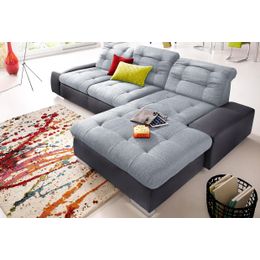 Sit & More Ecksofa SIT & MORE "Palomino L-Form", grau (schwarz, hellgrau), B:284cm H:84cm T:109cm, Kunstleder SOFTLUX/Struktur (100% Polyester);Kunstleder SOFTLUX/Feinstruktur (100% Polyester);Kunstleder SOFTLUX/ NaturLEDER (echtes Rindsleder), Sofas, Ecksofa, wahlweise XL oder XXL und mit Bettfunktion