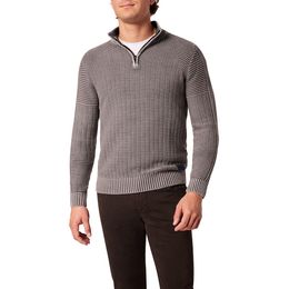 Strickpullover, Herren, Gr. M, grau (dunkelgrau washed), Strick, Obermaterial: 100% Baumwolle, Pioneer Authentic Jeans, gemustert, regular fit taillenbedeckt, ohne Ausschnitt, Rippb&uuml;ndchen, Pullover Strickpullover, mit Strickmuster