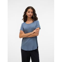 V&eacute;ro Moda Blusenshirt VERO MODA "VMBELLA SS TOP WVN GA NOOS", Damen, Gr. L, blau (china blau), Web, Obermaterial: 97% Viskose, 3% Elasthan, unifarben, regular fit h&uuml;ftbedeckend, Rundhals, Shirts Blusenshirt, Viskosemischung, abgerundeter Saum