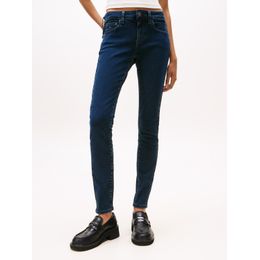 Skinny-fit-Jeans Tommy Jeans "SOPHIE LW SKN", Damen, Gr. 32, L&auml;nge 28, blau (denim blau schwarz), Denim/Jeans, Obermaterial: 98% Baumwolle, 2% Elasthan, unifarben, skinny fit kn&ouml;chellang, Jeans Skinny-fit-Jeans, mit Logo-Badge, in Kn&ouml;chell&auml;nge
