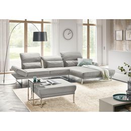 Ecksofa 3C CANDY "Mallow Designsofa mit Komfortfunktionen, modern und bequem, L-Form", silber, B:318cm H:83cm T:220cm, 100% Polyester, Sofas, Ecksofa, Verstellbare Armlehne und Kopfteil, manuelle Sitztiefenverstellung