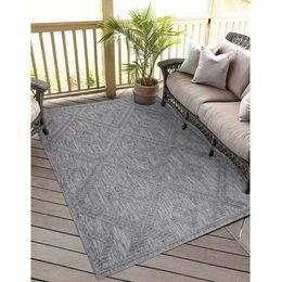 Teppich Carpet City "In-& Outdoorteppich Santorini 454, 3D-Effekt, Raute-Optik", grau (anthrazit), B:150cm H:5mm L:150cm, Polypropylen, Teppiche, Teppich, Wetterfest & UV-best&auml;ndig f&uuml;r Terrasse, Balkon, K&uuml;che, Flur