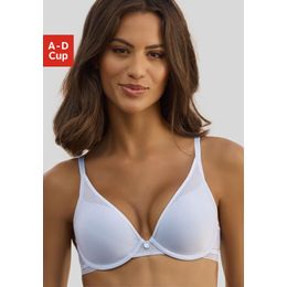 Push-up-BH s.Oliver "Zo&egrave;", Damen, Gr. 70, Cup D, blau (hellblau), Microtouch, Obermaterial: 60% Polyamid, 35% Polyester, 5% Elasthan, BHs Push-up-BH, aus modischen Mesh in Streifen-Optik