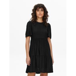 Jacqueline de Yong Minikleid JDY "JDYCARLA CATHINKA S/S DRESS JRS NOOS", Damen, Gr. XS, N-Gr, schwarz, Jersey, Obermaterial: 95% Polyester, 5% Elasthan, unifarben, regular fit kniefrei, Rundhals, Kleider Minikleid, Kunstfaser, regular fit