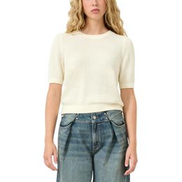 Strickpullover QS, Damen, Gr. XS (34), ecru, Strick, Obermaterial: 50% Baumwolle, 50% Polyacryl, unifarben, normal h&uuml;ftbedeckend, Rundhals, B&uuml;ndchen, Pullover Strickpullover, Halbarm und in Waben-Optik