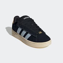 Sneaker adidas Sportswear "GRAND COURT ALPHA 00S", Damen, Gr. 40, schwarz (core schwarz, wonder blau, gold metallic), Leder, Synthetik, Textil, Schuhe Sneaker, Design inspiriert vom adidas Campus 00
