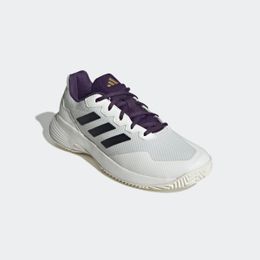 Tennisschuh adidas Performance "GAMECOURT 2.0", Herren, Gr. 46, wei&szlig; (core wei&szlig;, core schwarz, aurora plum), Synthetik, Textil, Schuhe Tennisschuh, geeignet f&uuml;r Hartplatz und Sandplatz