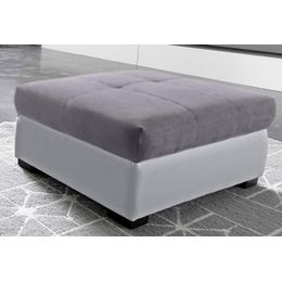 Hocker COTTA "Speedway", hellgrau, dunkelgrau, B:100cm H:46cm T:70cm, Edles Flachgewebe ( 100% Polyester ) / Feine Struktur ( 100% Polyester );Kunstleder SOFTLUX / Luxus-Microfaser ( 100% Polyester );Kunstleder SOFTLUX / Struktur ( 100% Polyester ), Hocker, Hocker