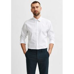 Langarmhemd Selected "SLHREGETHAN SHIRT LS CLASSIC NOOS", Herren, Gr. S, N-Gr, wei&szlig; (hellwei&szlig;), Obermaterial: 100% Baumwolle, unifarben, regular fit, Hemden Langarmhemd, Topseller