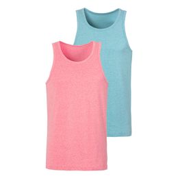 Tanktop John Devin, Herren, Gr. XXL (60/62), bunt (rot, t&uuml;rkis meliert), Jersey, Obermaterial: 60% Baumwolle, 40% Polyester, meliert, unifarben, Basic, regular fit, Rundhals, Tops Tanktop, in sch&ouml;ner Melange-Optik