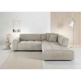 Ecksofa 3C CANDY "Yoshy Komfortsofa, bequem und modern, hochwertige Verarbeitungsdetails", grau (hellgrau), B:285cm H:74cm T:268cm, 100% Polyester, Sofas, Ecksofa, Zwei verschiedene Sitztiefen durch verstellbare R&uuml;ckenlehne, L-Form