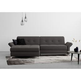 Ecksofa Home Affaire "Maredo L-Form", grau (fango), B:284cm H:89cm T:179cm, 100% Polyester, Sofas, Ecksofa, Federkern, wahlweise auch mit Kopfteil- und Armlehnverstellung