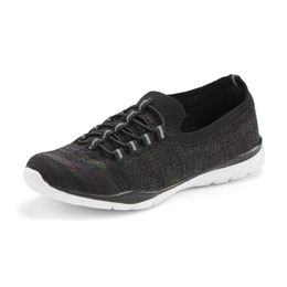 Sneaker Lascana "Slipper, Halbschuh, Slip-On-Sneaker", M&auml;dchen, Gr. 37, schwarz (schwarz meliert), Obermaterial: 100% Textilmaterial. Decksohle: 100% Textilmaterial. Futter: 100% Textilmaterial. Laufsohle: 100% Synthetik, meliert, Basic, Schuhe Sneaker, aus leichtem Textil-Material VEGAN, Topseller