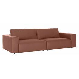 Big-Sofa Musterring "LUCIA", braun (brandy bax), B:292cm H:81cm T:124cm, Flachgewebe FLORIS (100% Polyester);Flachgewebe VALMONT (60% Baumwolle/ 40% Leinen);Microfaser CRONA (100% Polyester), Sofas, Big-Sofa, in vielen Qualit&auml;ten und 4 unterschiedlichen N&auml;hten, 3-Sitzer