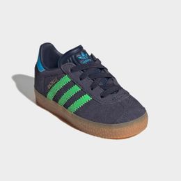 Sneaker adidas originals "GAZELLE COMFORT CLOSURE ELASTIC LACES KIDS", M&auml;dchen, Gr. 21, shadow navy, screaming gr&uuml;n, lucid aquamarine, Leder, Synthetik, Schuhe Sneaker, f&uuml;r Kinder