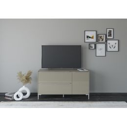 Lowboard "Reno", taupe matt lack, glas taupe glanz, B:137cm H:77cm T:42cm, Glas, Holzwerkstoff, SET ONE BY Musterring, Sideboards, Lowboard, Mit Winkelfu&szlig; in diversen Farben, 77 cm H&ouml;he & Farbauswahl