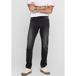 Only & Sons Slim-fit-Jeans ONLY & SONS "ONSLOOM SLIM LBD 8263 AZG DNM NOOS", Herren, Gr. 31, L&auml;nge 32, grau, Denim/Jeans, Obermaterial: 99% Baumwolle, 1% Elasthan, Abriebeffekte, schmal kn&ouml;chellang, Jeans Slim-fit-Jeans