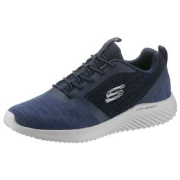 Slip-On Sneaker Skechers "BOUNDER", Herren, Gr. 47,5, blau (navy), Synthetik, Textil, Schuhe Slip-On Sneaker, Slipper, Sommerschuh, Freizeitschuh mit leichter Laufsohle