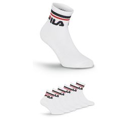Kurzsocken Fila "UNISEX QUARTER PLAIN SOCKS", M&auml;dchen, Gr. 43-46, wei&szlig;, Baumwollmischung, unifarben mit Farbeinsatz, normal, Socken Kurzsocken, mit Logo-Schriftzug, Topseller