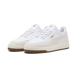 Sneaker Puma "SHUFFLE DOWNTOWN OG", Herren, Gr. 43, Puma wei&szlig;, vapor gray, Puma gold, Synthetik, Schuhe Sneaker, mit Gummilaufsohle, Obermaterial aus Synthetik, mit Schn&uuml;rverschluss