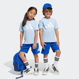 Trainingsanzug adidas Sportswear "LK BL T-SET 160", Damen, Gr. 104, blau (glow blau, wei&szlig;), Obermaterial: 100% Baumwolle, Sportanz&uuml;ge Trainingsanzug, f&uuml;r Kinder, zweiteilig, aus Baumwolle