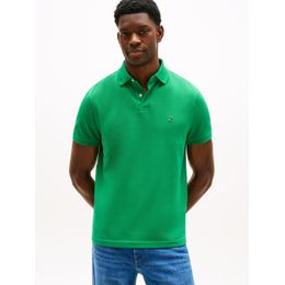 Poloshirt Tommy Hilfiger "1985 REGULAR POLO mit Kontraststreifen und Knopfleiste", Herren, Gr. S, gr&uuml;n (olympic gr&uuml;n), Jersey, Obermaterial: 96% Baumwolle, 4% Elasthan, bestickt, unifarben, normal h&uuml;ftbedeckend, hoch geschlossener Ausschnitt, eingesetzt B&uuml;ndchen, Shirts Poloshirt, unifarben, sportlich, regular fit, Baumwollmix, Polokragen