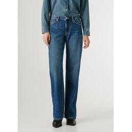 Loose-fit-Jeans Pepe Jeans "LOOSE ST JEANS LW NICKY", Damen, Gr. 29, L&auml;nge 30, used blau, Denim/Jeans, Obermaterial: 66% Baumwolle, 34% Lyocell, loose fit lang, Jeans Loose-fit-Jeans, mit geradem Bein