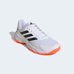 Tennisschuh adidas Performance "COURTJAM CONTROL 3 CLAY", Herren, Gr. 44,5, cloud wei&szlig;, core schwarz, lucid orange, Synthetik, Textil, Schuhe Tennisschuh, f&uuml;r Sandpl&auml;tze, Clay