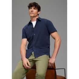 Kurzarmhemd Bruno Banani, Herren, Gr. 3XL (64/66), N-Gr, marine, Jersey, Obermaterial: 95% Baumwolle, 5% Elasthan, unifarben, regular fit normal, Hemden Kurzarmhemd, Kurzarm, f&uuml;r verschiedene Anl&auml;sse, aus Baumwolle und Elasthan