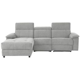 Ecksofa Home Affaire "Binado, L-Form", grau, B:252cm T:164cm, Webstoff (95% Polyester/5% Nylon), Sofas, Ecksofa, mit manueller oder elektrischer Relaxfunktion mit USB-Anschluss