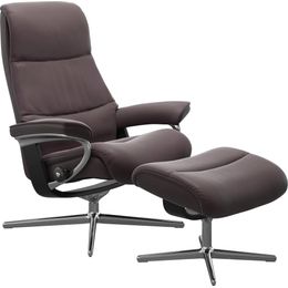 Relaxsessel stressless "View", rot (bordeaux paloma), B:91cm H:110cm T:85cm, Sessel, Relaxsessel, mit Cross Base, Gr&ouml;&szlig;e S, M & L, Holzakzent Schwarz