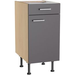 Unterschrank KOCHSTATION "KS-Lucy", anthrazit, eiche hell, B:40cm H:87cm T:58,1cm, Schr&auml;nke, Unterschrank, Breite 40 cm, h&ouml;henverstellbare F&uuml;&szlig;e, Soft-Close