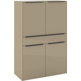 Highboard "Reno", taupe matt lack, glas taupe glanz, B:92cm H:140cm T:42cm, Glas, Holzwerkstoff, SET ONE BY Musterring, Sideboards, Highboard, Mit Gleitern und in verschiedenen Farben erh&auml;ltlich