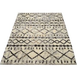 Teppich "MAROK", beige (creme, grau), B:80cm H:12mm L:150cm, Polyester, Gallery M BRANDED BY MUSTERRING, Teppiche, Teppich, moderner Kurzflor, grafisches Dessin, Wohnzimmer