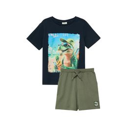 Shirt & Shorts s.Oliver JUNIOR, Jungen, Gr. 104/110, navy, Jersey, Obermaterial: 100% Baumwolle, bedruckt, unifarben, KOB Set-Artikel Shirt & Shorts