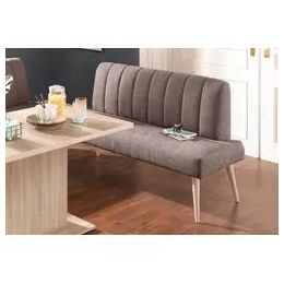 Sitzbank exxpo - SOFA FASHION "Costa, moderne R&uuml;ckensteppung, bequem und elegant, hoher Holzfu&szlig;", braun (hellbraun), B:182cm H:92cm T:68cm, Struktur: Webvelour, 100% Polyester, Sitzb&auml;nke, Essbank Sitzbank Polsterbank, hochwertige Detailverarbeitung, Frei im Raum stellbar
