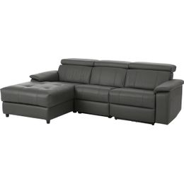 Ecksofa Home Affaire "Binado, L-Form", grau, B:252cm T:164cm, Webstoff (95% Polyester/5% Nylon), Sofas, Ecksofa, mit manueller oder elektrischer Relaxfunktion mit USB-Anschluss