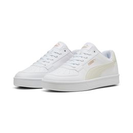 Sneaker Puma "CAVEN 2.0", Herren, Gr. 37, wei&szlig; (Puma wei&szlig;, vapor gray, Puma gold), Synthetik, mehrfarbig, Schuhe Sneaker, mit Schn&uuml;rung, mit Gummilaufsohle, niedrige Schuhh&ouml;he