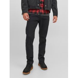 Jack & Jones Regular-fit-Jeans JACK & JONES "JJICLARK JJEVAN AM 795 NOOS", Herren, Gr. 34, L&auml;nge 34, schwarz (schwarz denim), Denim/Jeans, Obermaterial: 98% Baumwolle, 2% Elasthan, Abriebeffekte, regular fit normal, Jeans Regular-fit-Jeans