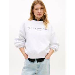 Sweatshirt Tommy Hilfiger "EXT CORP LOGO", Damen, Gr. XS (34), th optic wei&szlig;, Sweatware, Obermaterial: 63% Baumwolle, 37% Polyester, bedruckt, regular fit normal, Rundhals, eingesetzt Rippb&uuml;ndchen, Sweatshirts Sweatshirt, Baumwollmischung
