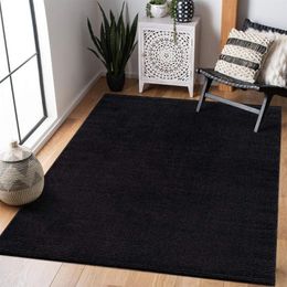 Teppich Carpet City "Frise&eacute;-Teppich FANCY900", schwarz, B:160cm H:12mm L:230cm, Polypropylen, Teppiche, Teppich, L&auml;ufer, Kurzflor, Einfarbig, 3D-Optik, Streifen Look, Wohnzimmer