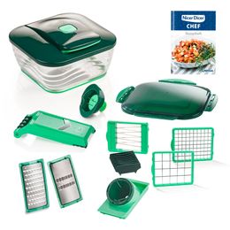Zerkleinerer Genius "Nicer Dicer Chef inkl. Julienne-Reib-Einsatz, Set 16-tlg.", gr&uuml;n (gr&uuml;n, dunkelgr&uuml;n), B:24,5cm H:25cm T:18cm, Zerkleinerer, Zerkleinerer, Nicer Dicer Schneidger&auml;t in der 10. Generation f&uuml;r die ganze Familie