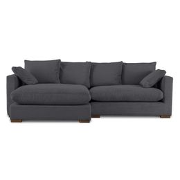 Ecksofa Home Affaire "Coray", grau, B:266cm H:80cm T:153cm, 100% Polyester, Sofas, Ecksofa, Breite 266 cm, extra weich und kuschelig, mit Federn und Daunen